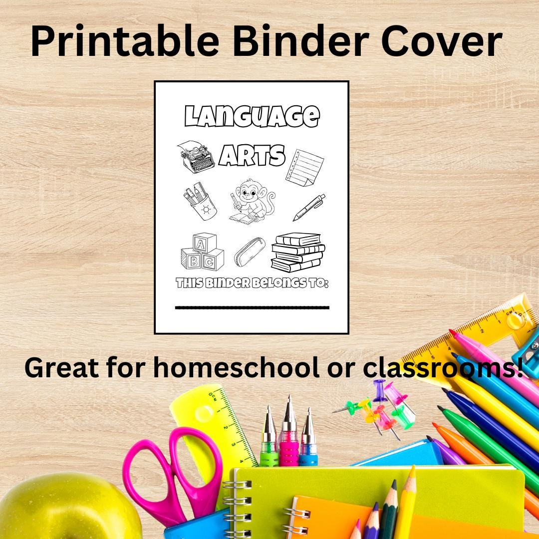 Language Arts Binder Cover – Coloring Page for Homeschool or Classroom ...