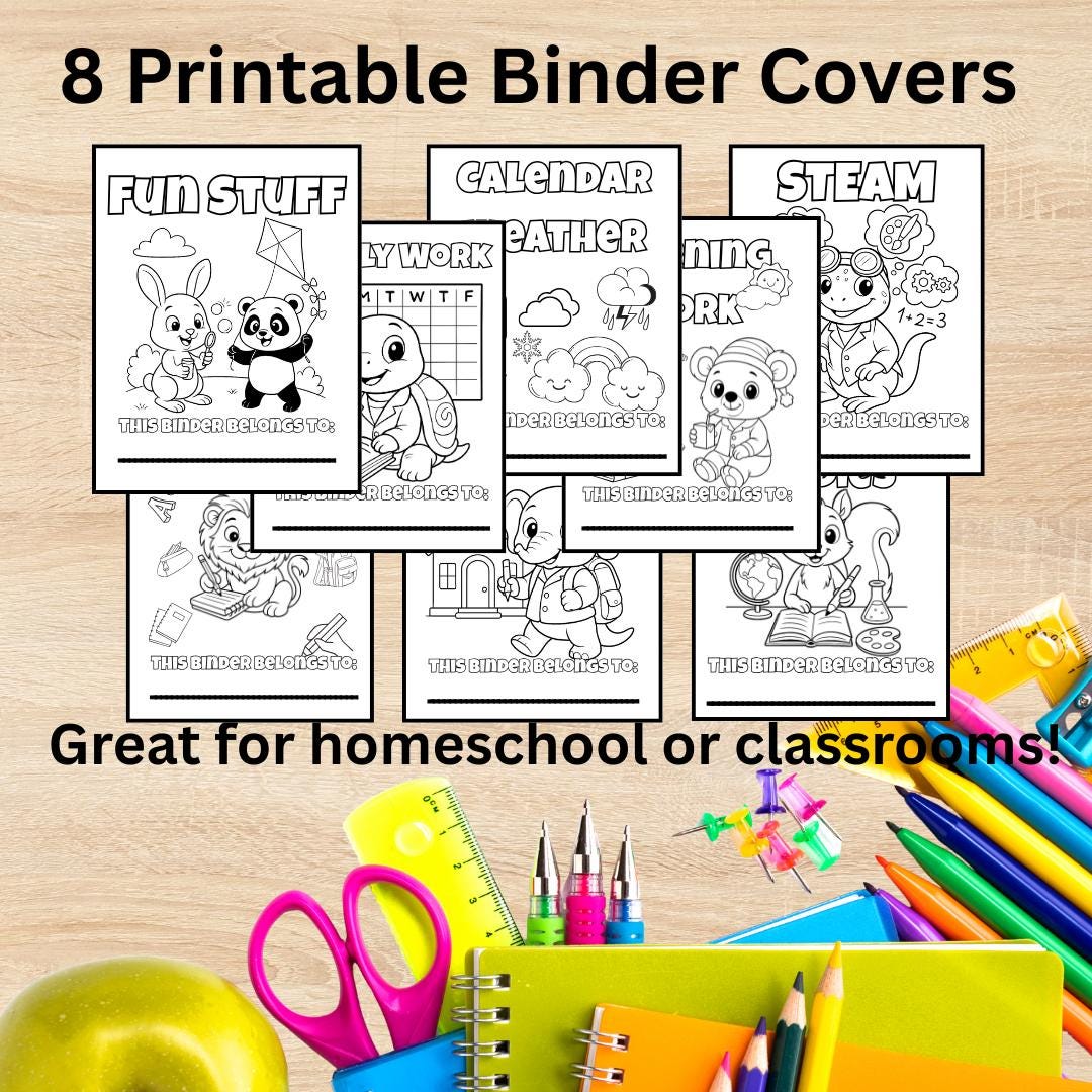 Homeschool Binder Organization Bundle – 8 Editable Covers + Bonus Page ...