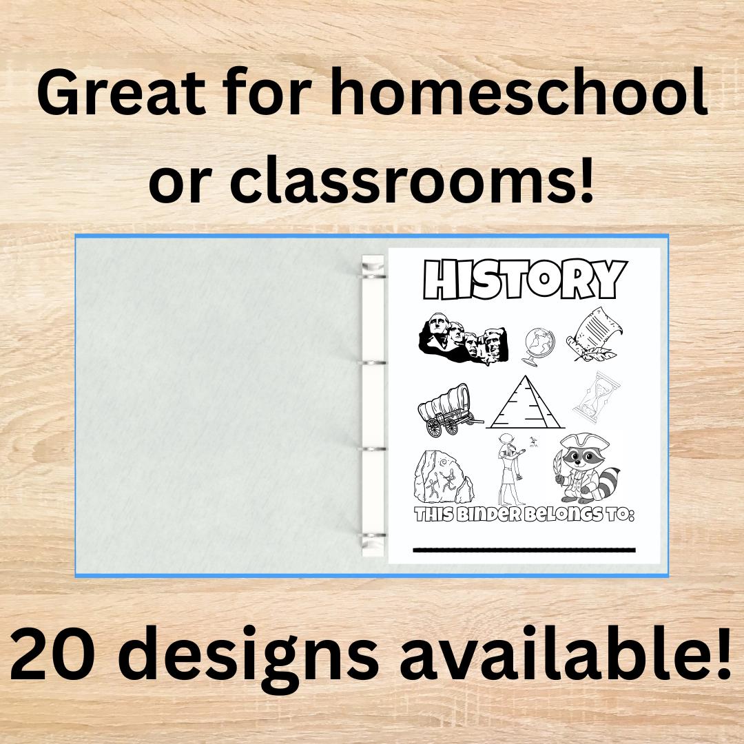 History Binder Cover – Printable Coloring Page for Homeschool or ...
