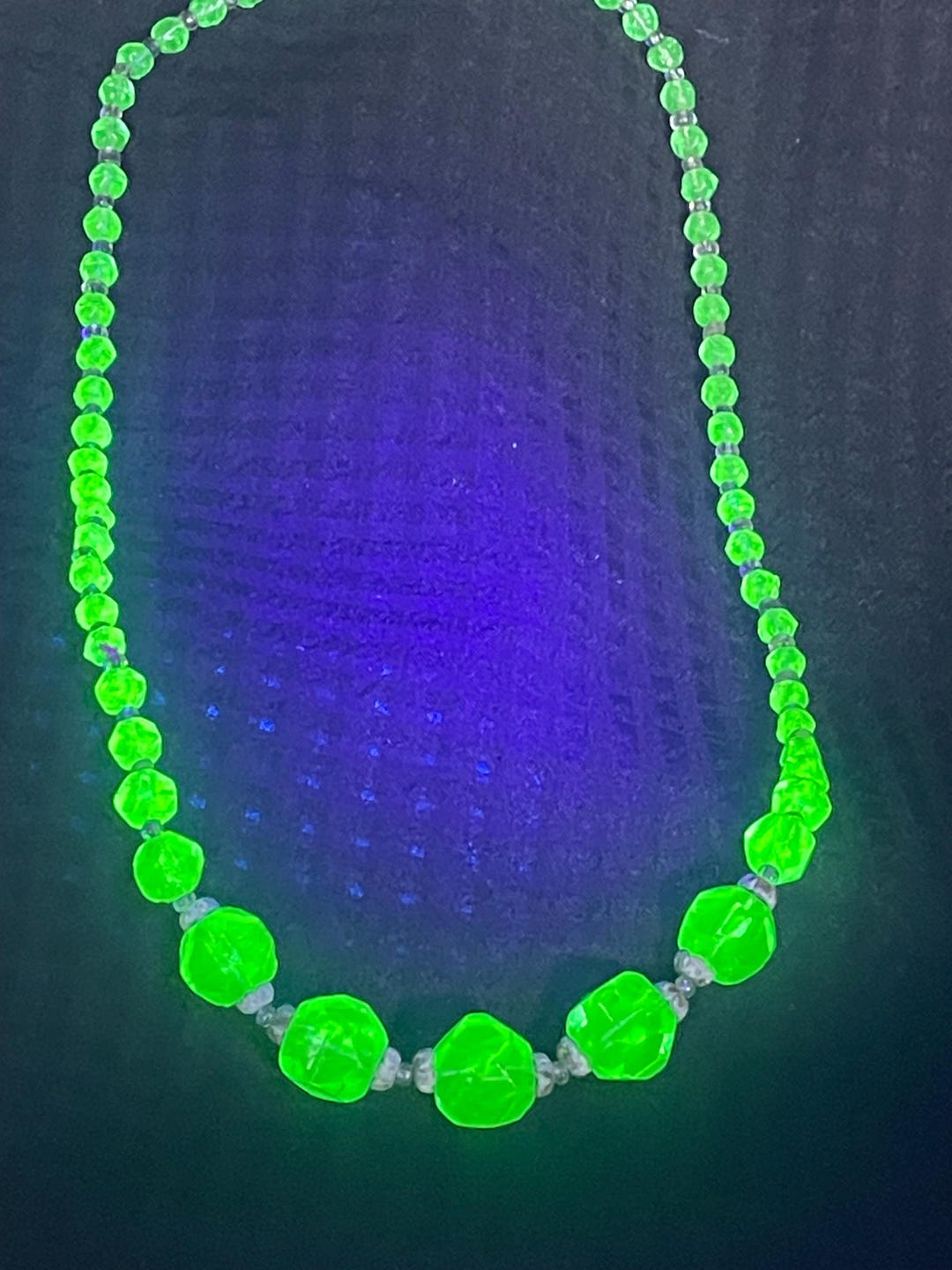 Uranium Glass Necklace With Faceted Beads - Etsy