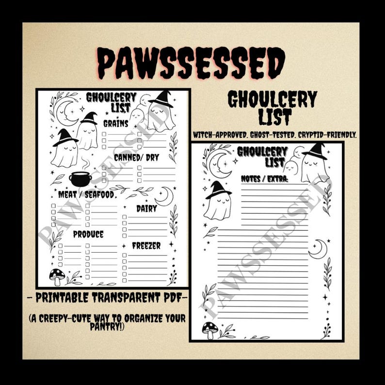 Spooky Grocery List Printable – Haunted Shopping List PDF – Halloween ...