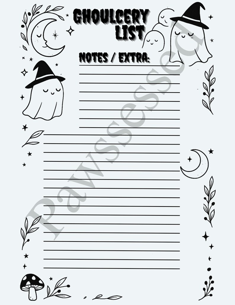 Spooky Grocery List Printable – Haunted Shopping List PDF – Halloween ...