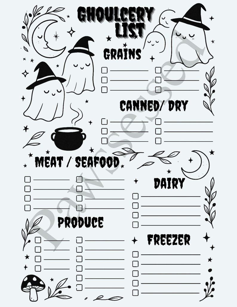 Spooky Grocery List Printable – Haunted Shopping List PDF – Halloween ...