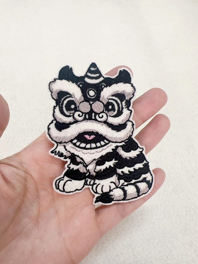 Chinese Lion Dancing Embroidery Patch: Lucky New Year Applique - Etsy