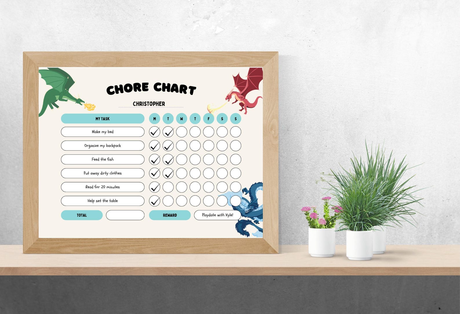 Printable Kids Chore Chart Editable Reward Chart Daily Task Checklist ...