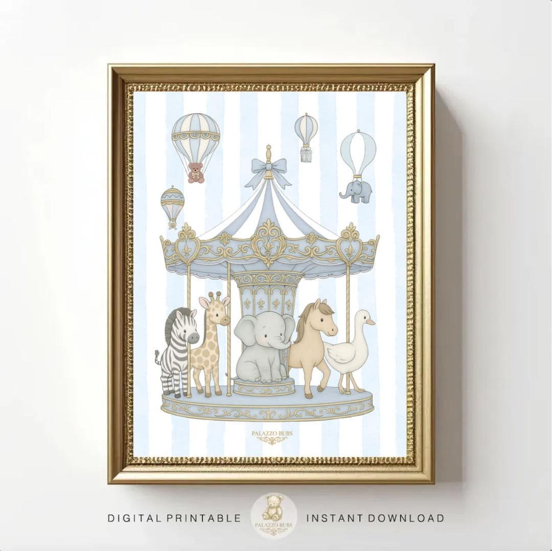 Luxury Carousel Wall Art | Animals Carousel | Cute Animals in Merry Go ...