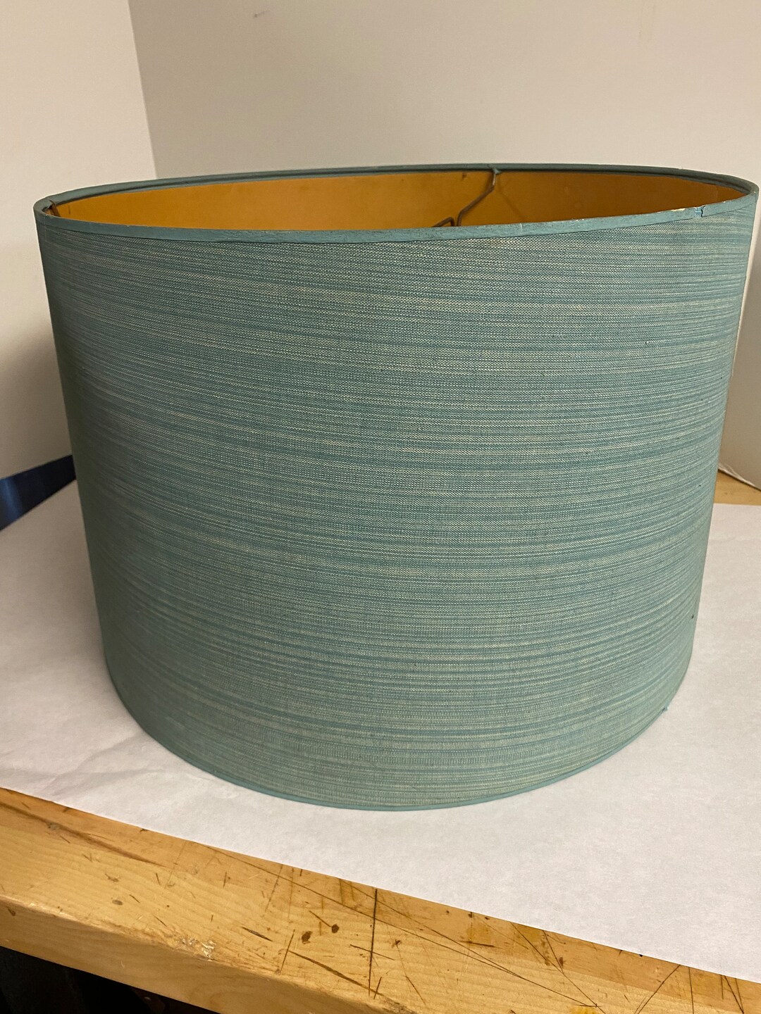 Vintage Denim Type Drum Lamp Shade Mcm Mid-century - Etsy