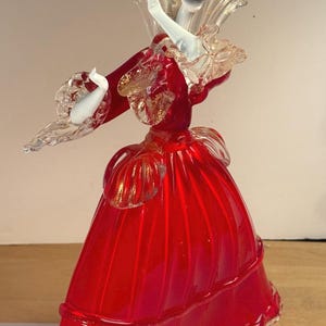 Murano Glass Dancer Figurine 16” Stylized Red Fleck Nice - Etsy
