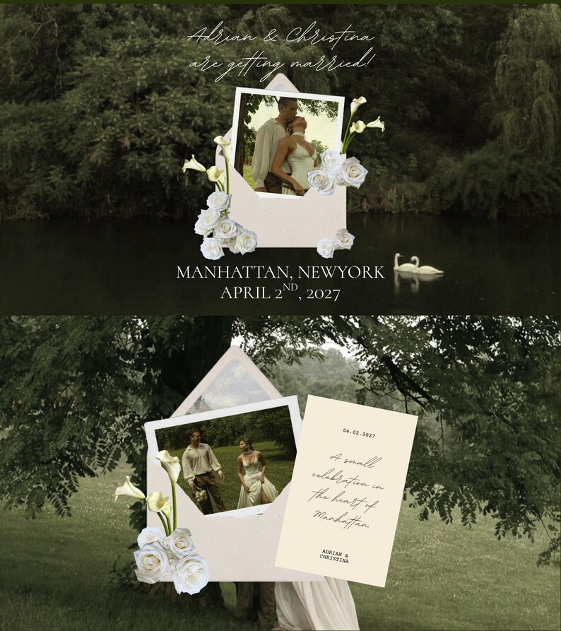 Floral Save the Date Website Template: Editable Canva Wedding Invite ...