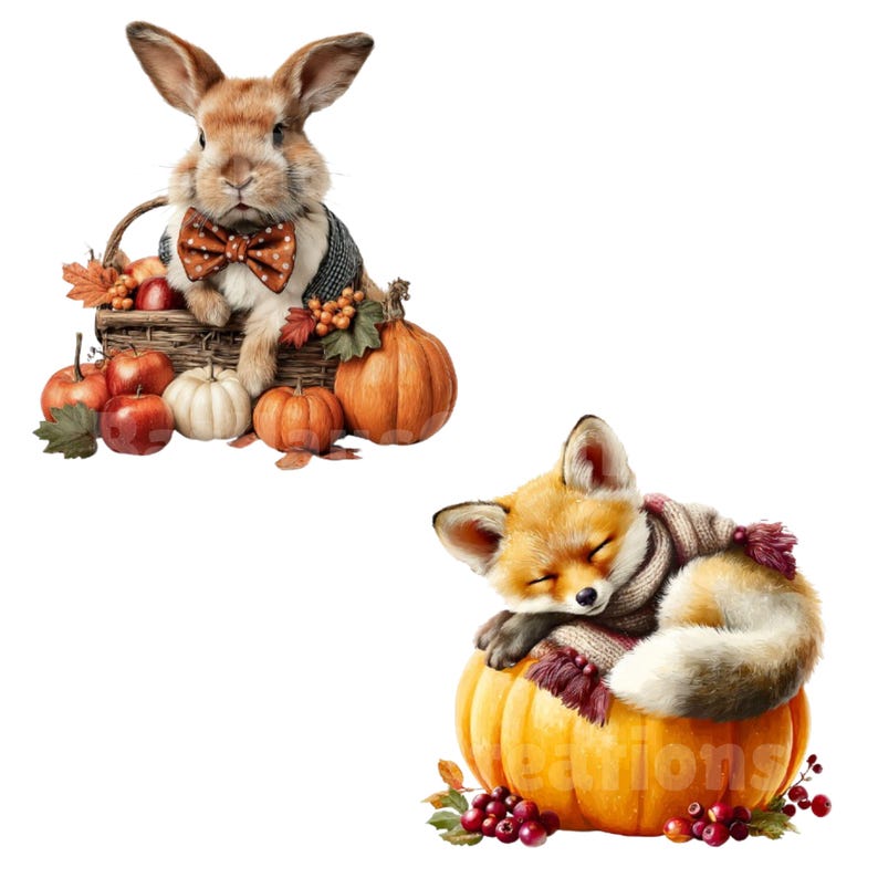 Thanksgiving Animal Clipart, Quirky Fall Woodland Creature Pngs, Autumn ...