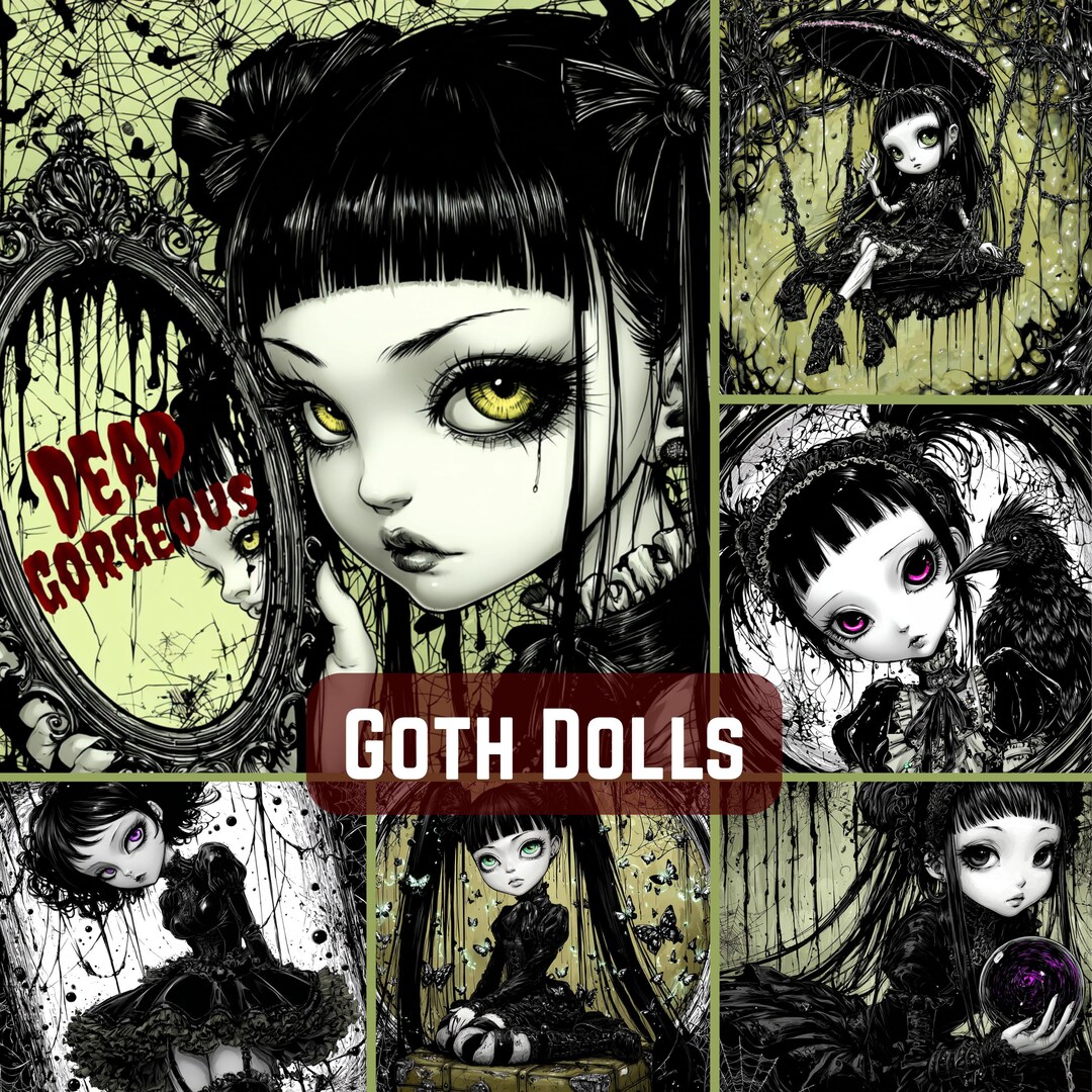Gothic Creepy Dolls, 15 Moody Goth Girl Jpegs, Spooky Cute Clipart ...