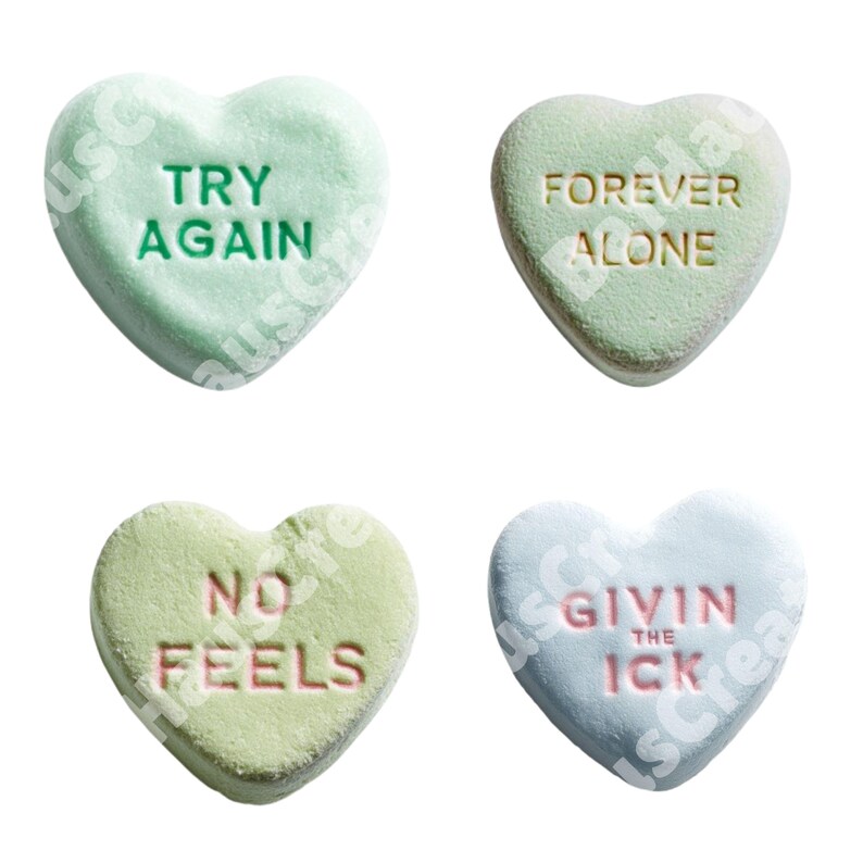 Anti Valentine Candy Hearts Clipart Bundle, Funny Valentine PNG Set ...