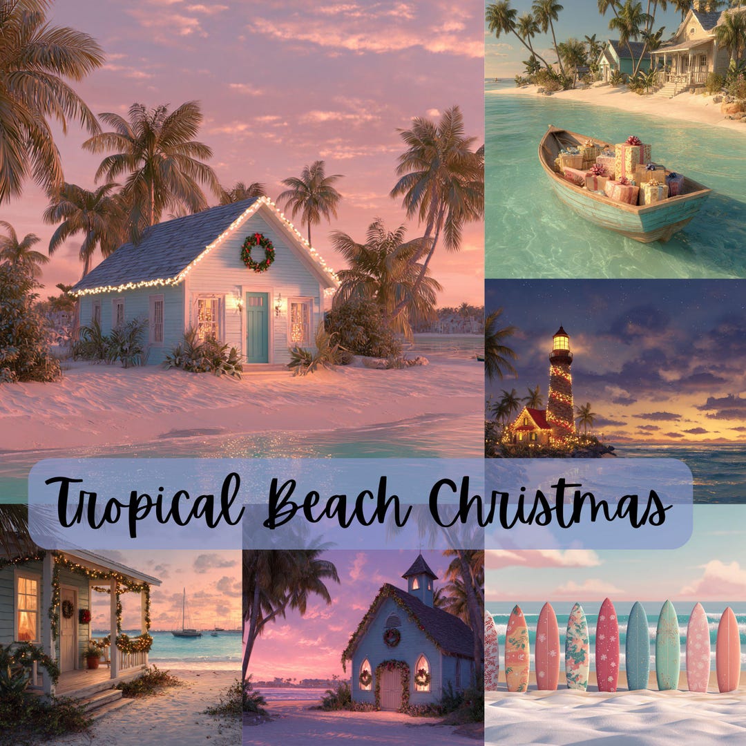 Tropical Beach Christmas, Coastal Holiday Scenes, Island Xmas ...