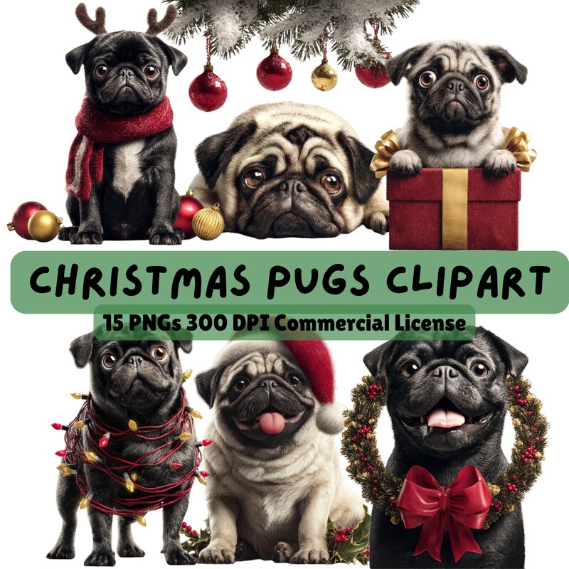 Pug Christmas - Etsy