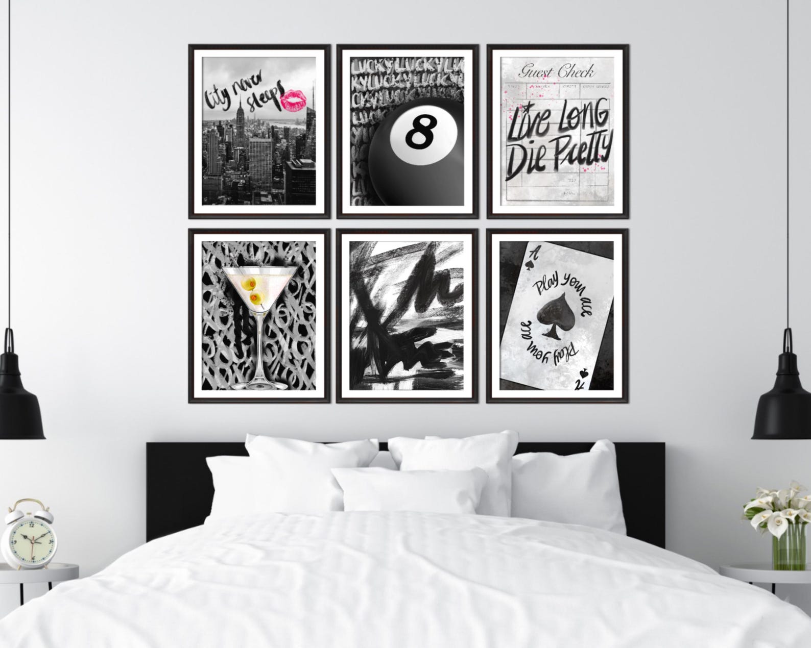 NYC Glam Print Set: Martini, Ace Card, Cityscape (digital Download) - Etsy