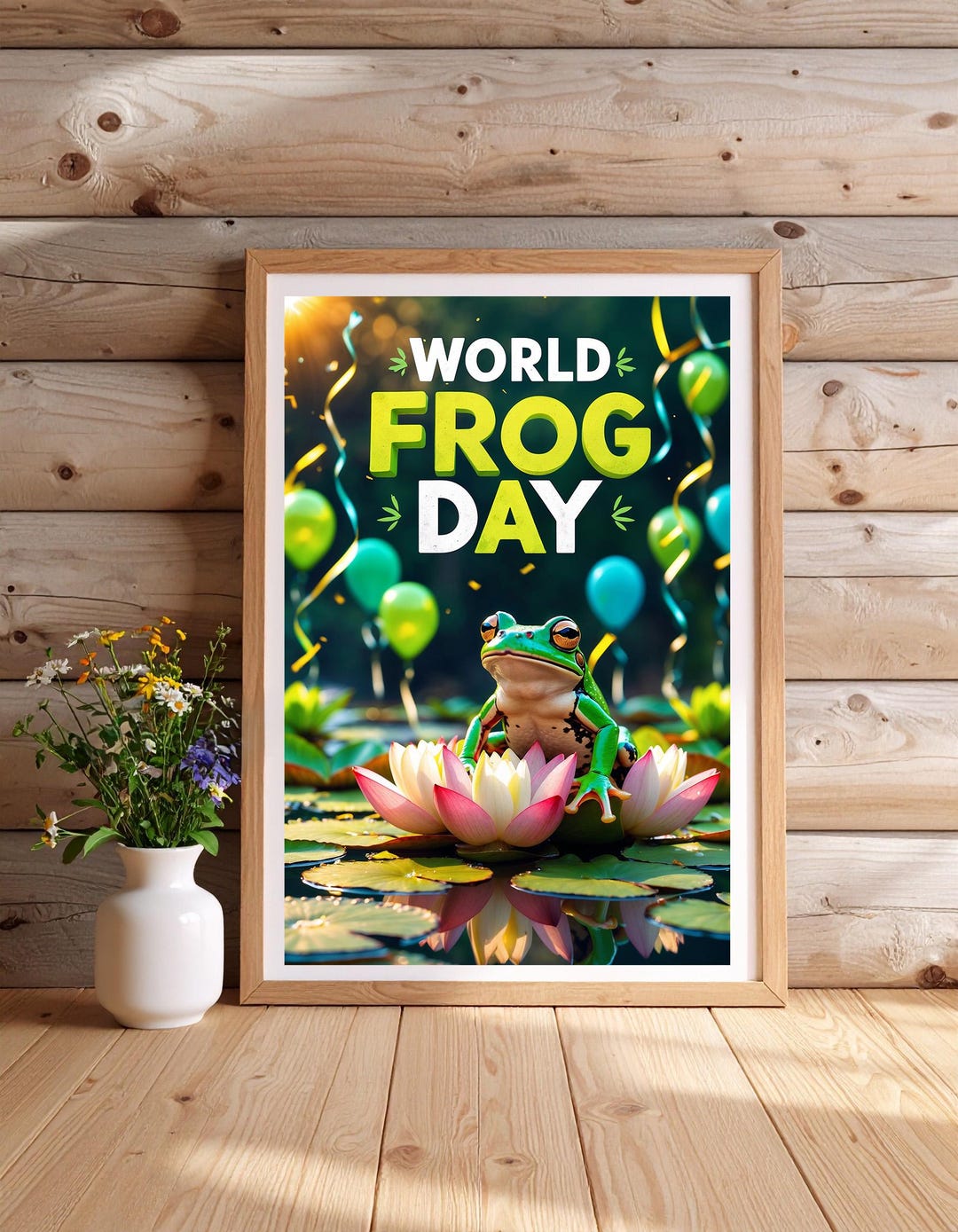 World Frog Day Poster: Lily Pad and Lotus Flowers (digital Download) - Etsy