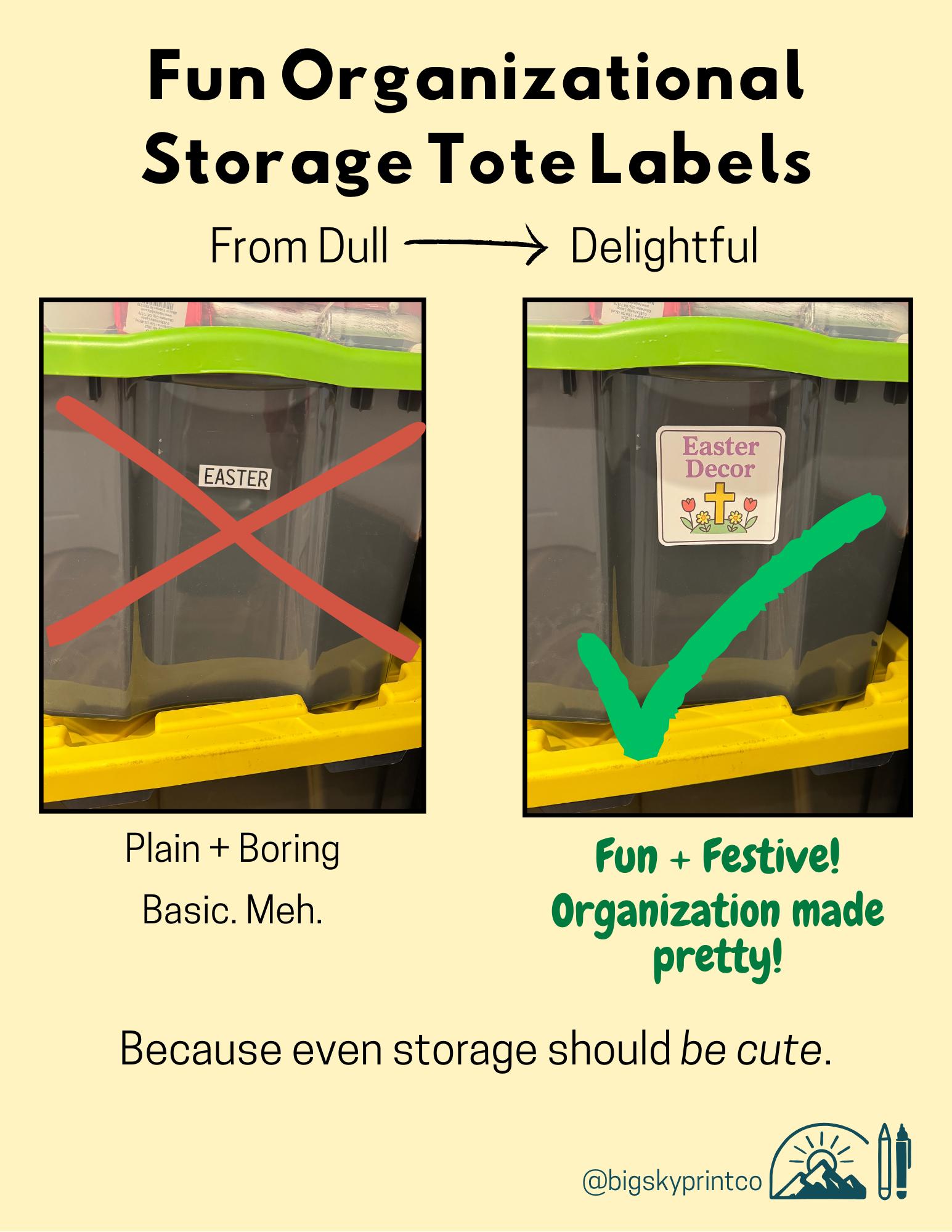 Cute & Fun Decor Storage Labels for Totes | Seasonal Holiday Bin ...