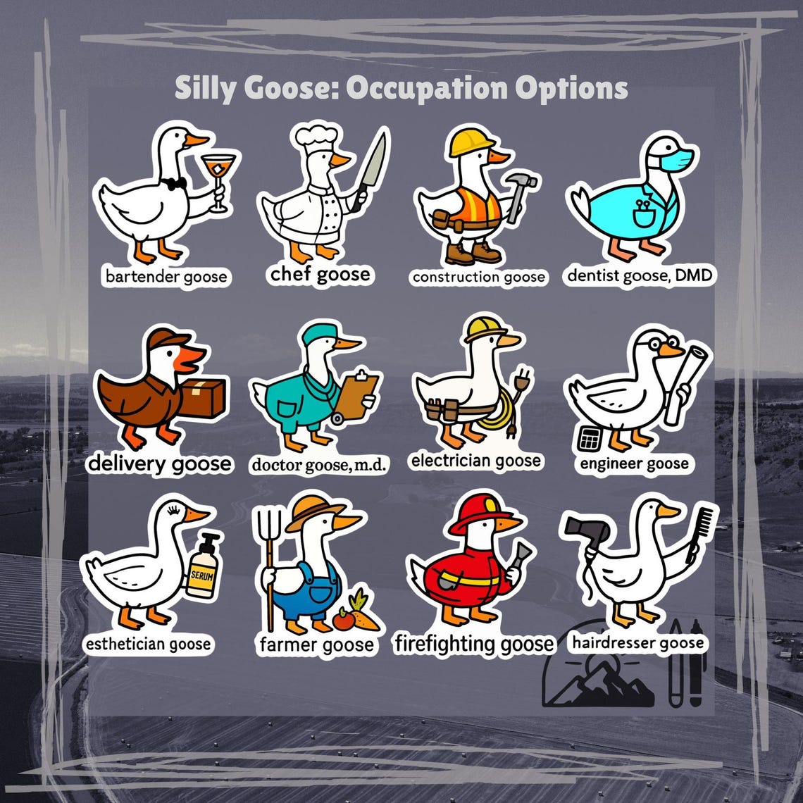 Funny Silly Goose Profession Sticker | Doctor, Hairdresser, Teacher ...