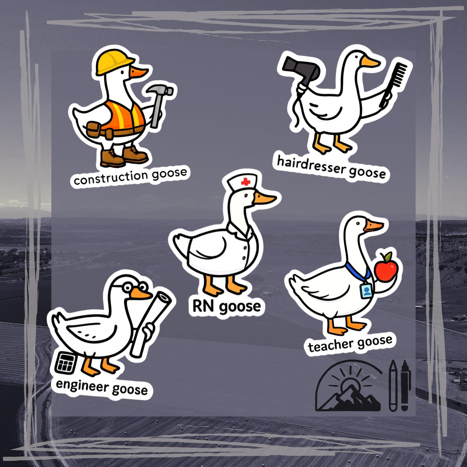Funny Silly Goose Profession Sticker | Doctor, Hairdresser, Teacher ...
