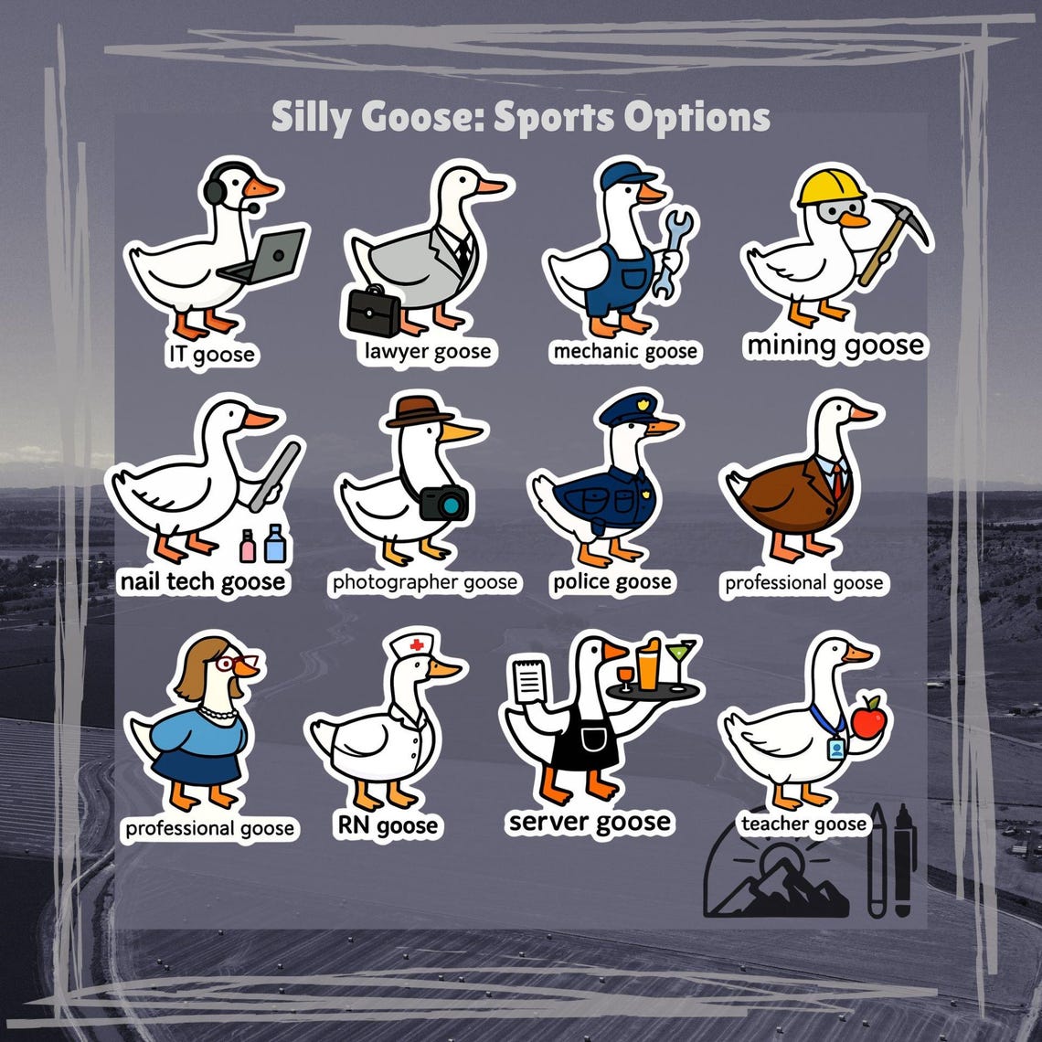 Funny Silly Goose Profession Sticker | Doctor, Hairdresser, Teacher ...