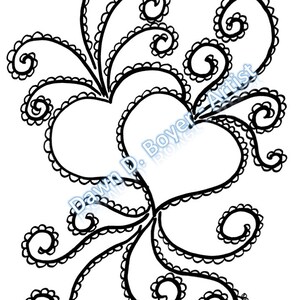 25 Pack of Valentine and Hearts Hand Drawn Illustrations to Color - C3 ...