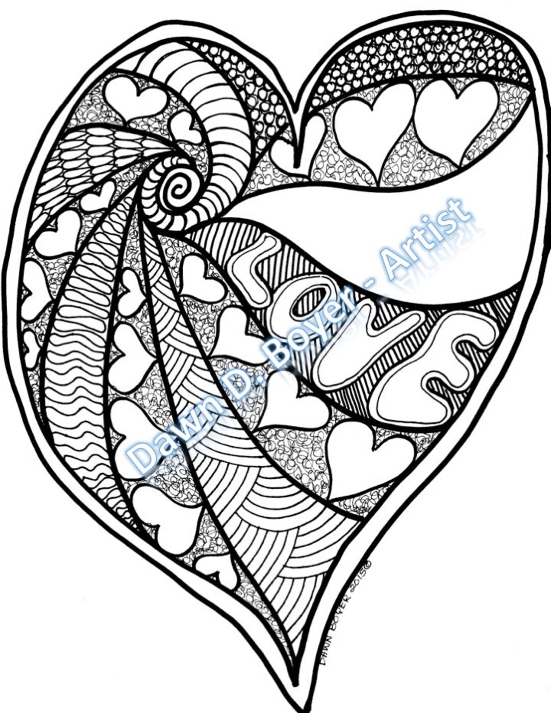 25 Pack of Valentine and Hearts Hand Drawn Illustrations to Color - B2 ...