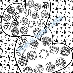 25 Pack of Valentine and Hearts Hand Drawn Illustrations to Color - B2 ...