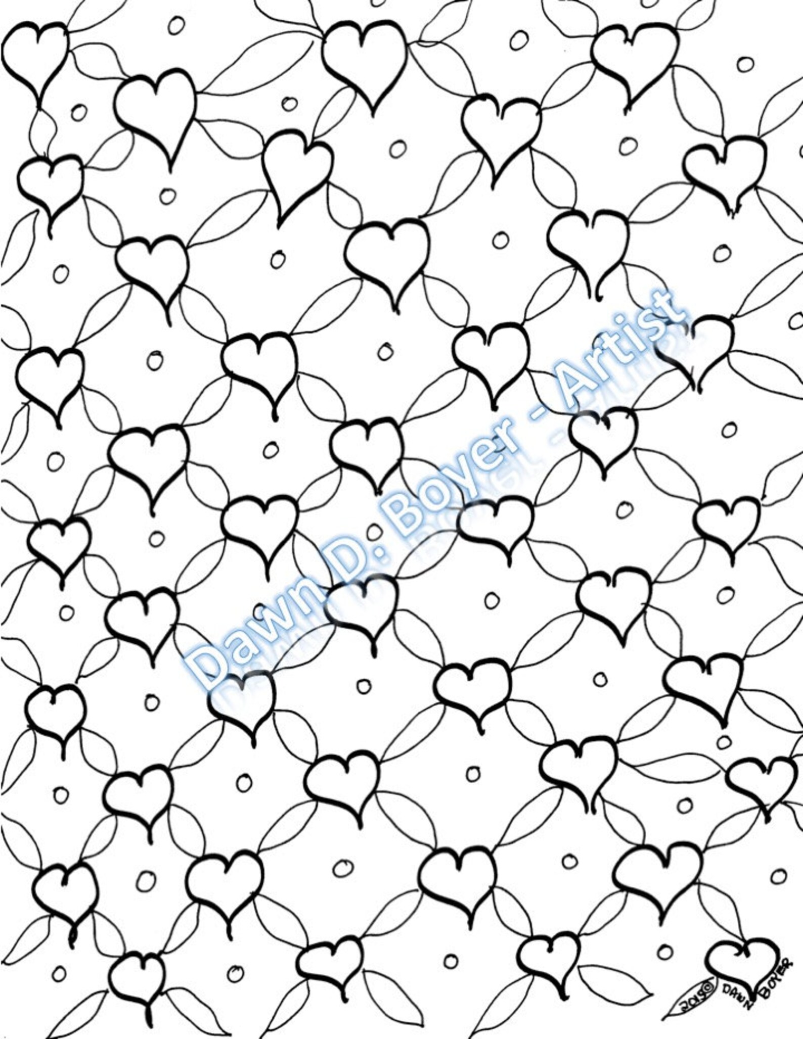 25 Pack of Valentine and Hearts Hand Drawn Illustrations to Color - A1 ...