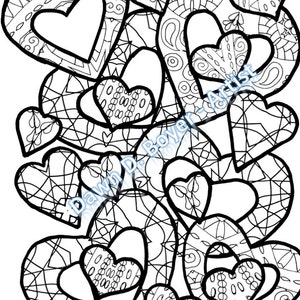 25 Pack of Valentine and Hearts Hand Drawn Illustrations to Color - B2 ...