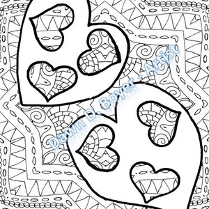 25 Pack of Valentine and Hearts Hand Drawn Illustrations to Color - D4 ...