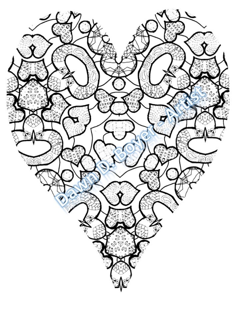25 Pack of Valentine and Hearts Hand Drawn Illustrations to Color - C3 ...