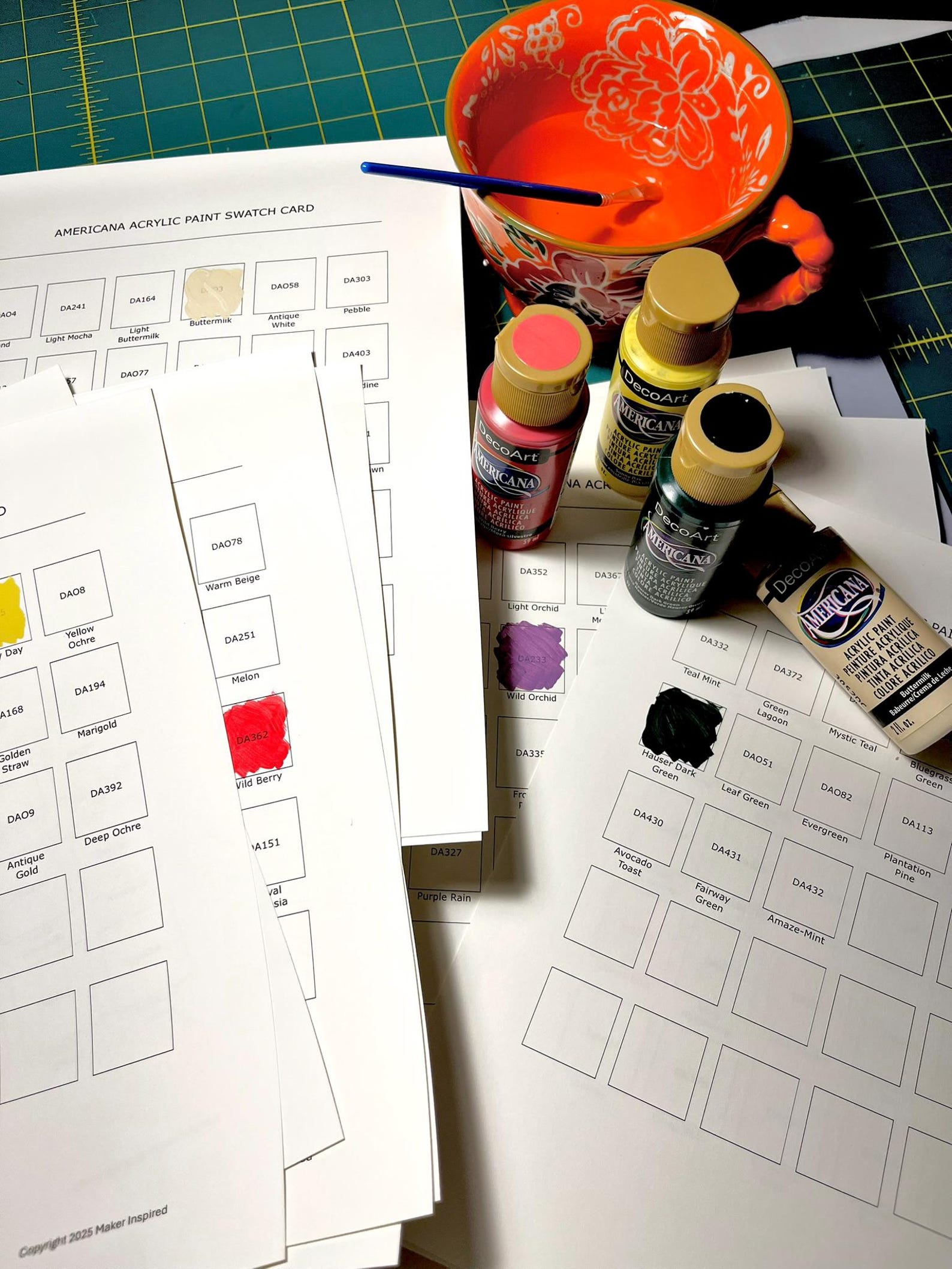 Printable Decoart® Americana Acrylic Paint Swatch Card (PDF) | Track ...