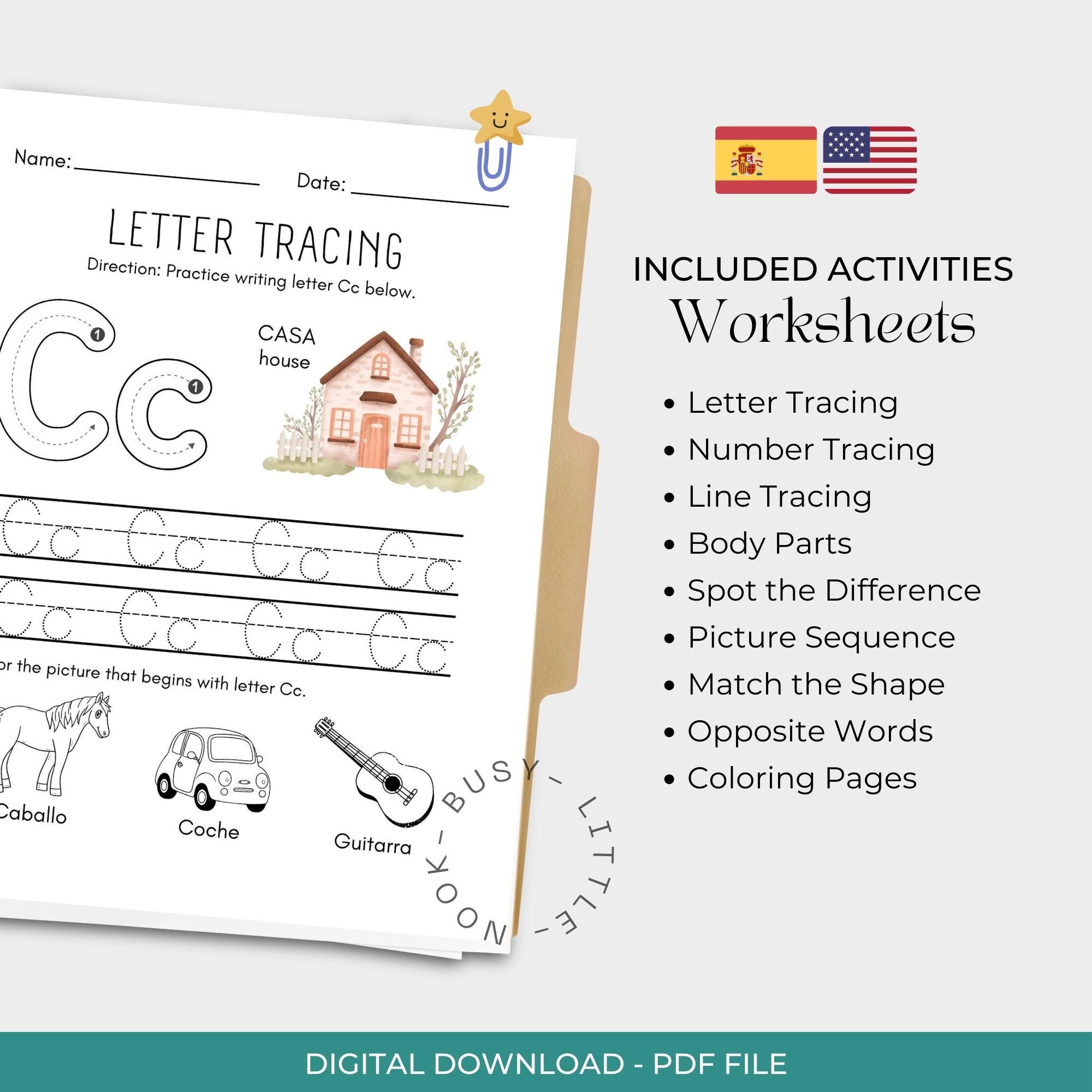 Spanish Worksheet Bundle – Preschool & Kindergarten Homeschool ...