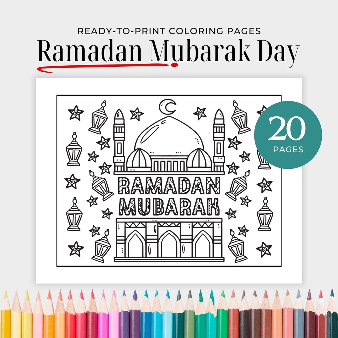Ramadan Mubarak Coloring Pages for Kids | 20 Islamic Printable ...