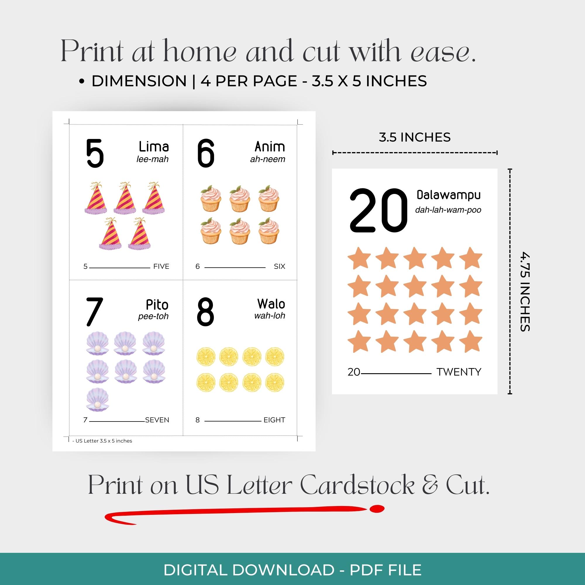 Filipino Numbers 1-20 Flashcards With English Translations – Bilingual ...