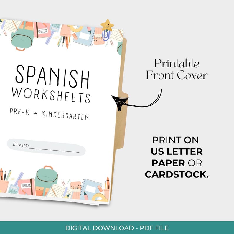 Spanish Worksheet Bundle – Preschool & Kindergarten Homeschool ...