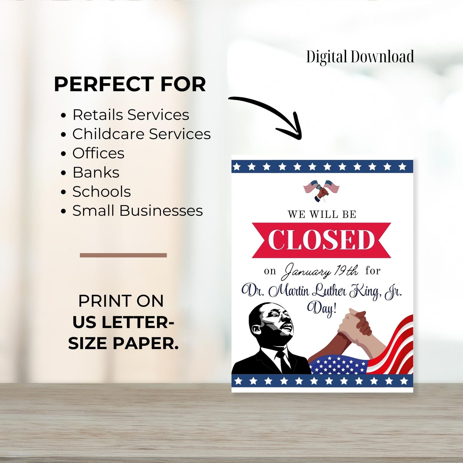 Martin Luther King's Closed Sign – MLK Closed Mobile Announcement ...
