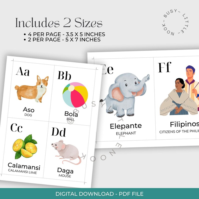 Filipino Alphabet Flashcards With English Translations – Bilingual ...