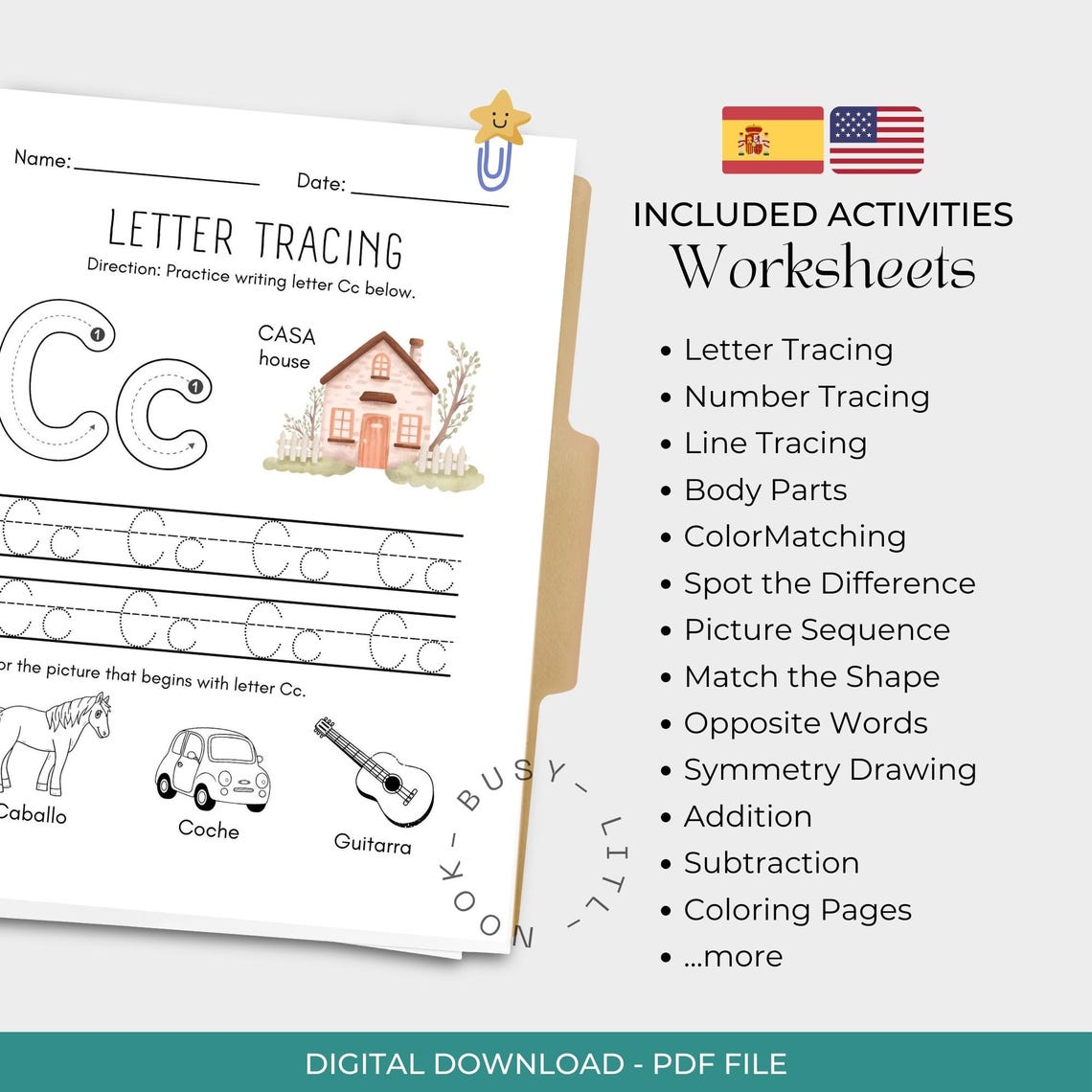 Spanish Worksheet Bundle – 400+ Pages Preschool & Kindergarten ...