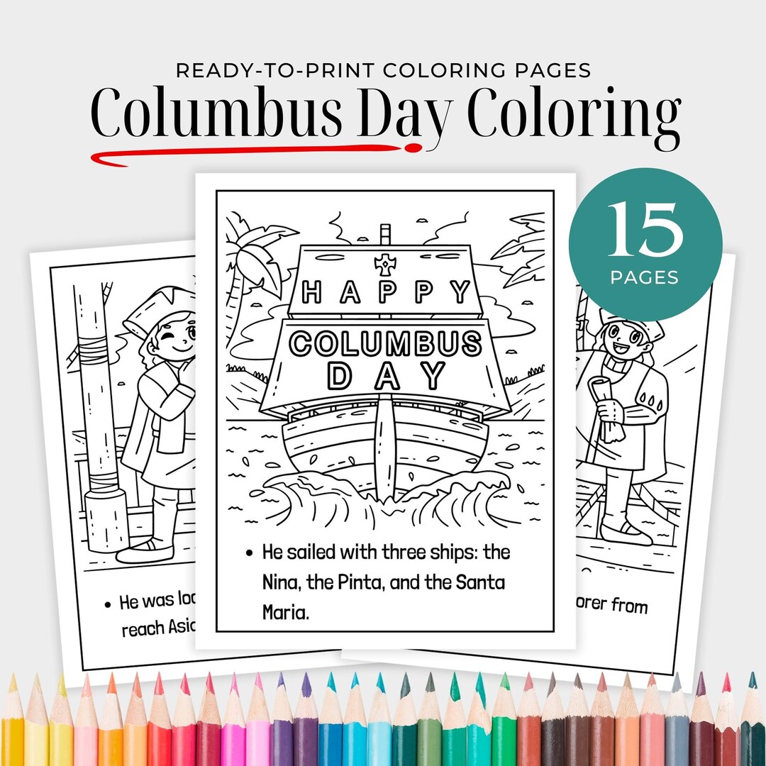 Columbus Day Coloring Pages With Fun Facts | 15 Printable Educational ...