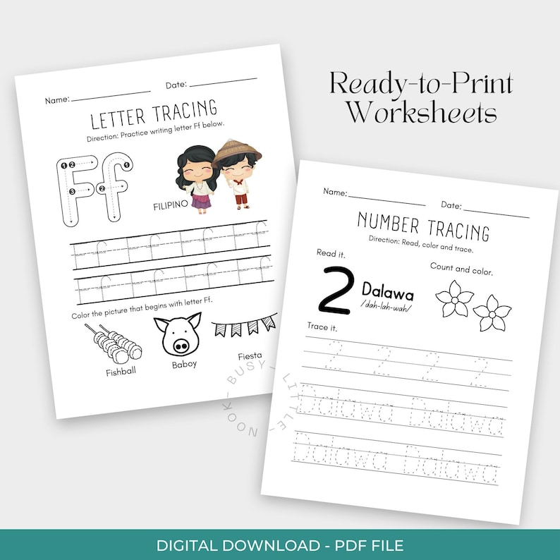 Filipino Worksheet Bundle – Preschool & Kindergarten Homeschool ...