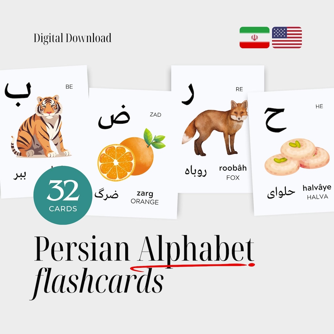 Persian Alphabet Flashcards With English Translations – Bilingual ...