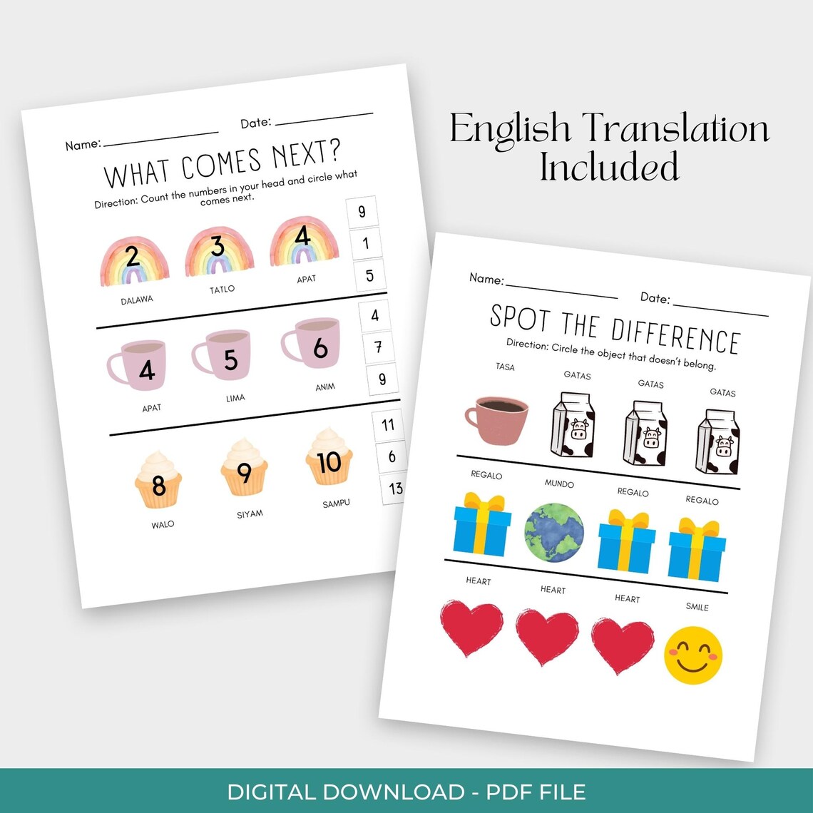 Filipino Worksheet Bundle – Preschool & Kindergarten Homeschool ...