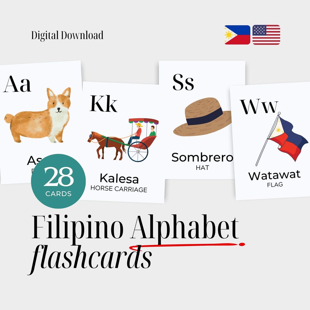 Filipino Alphabet Flashcards With English Translations – Bilingual ...