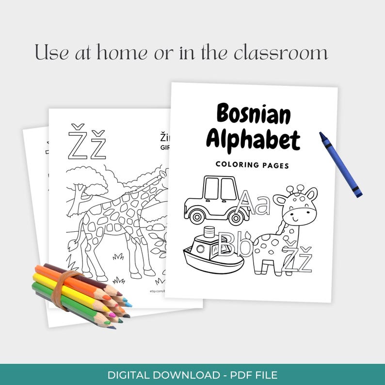 Bosnian Alphabet Coloring Pages | 30 Page A-Z Coloring Book With ...