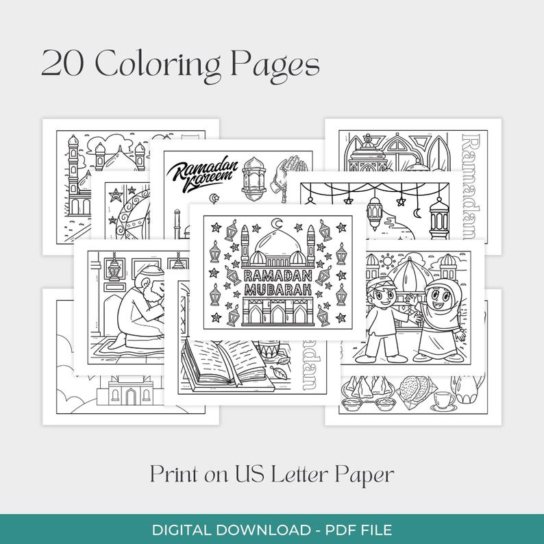 Ramadan Mubarak Coloring Pages for Kids | 20 Islamic Printable ...