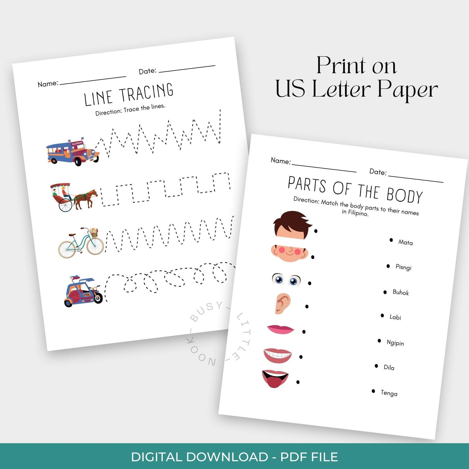 Filipino Worksheet Bundle – Preschool & Kindergarten Homeschool ...