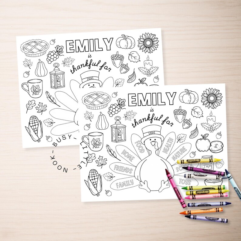 Editable Thanksgiving Kids Placemat Printable – Coloring Activity for ...