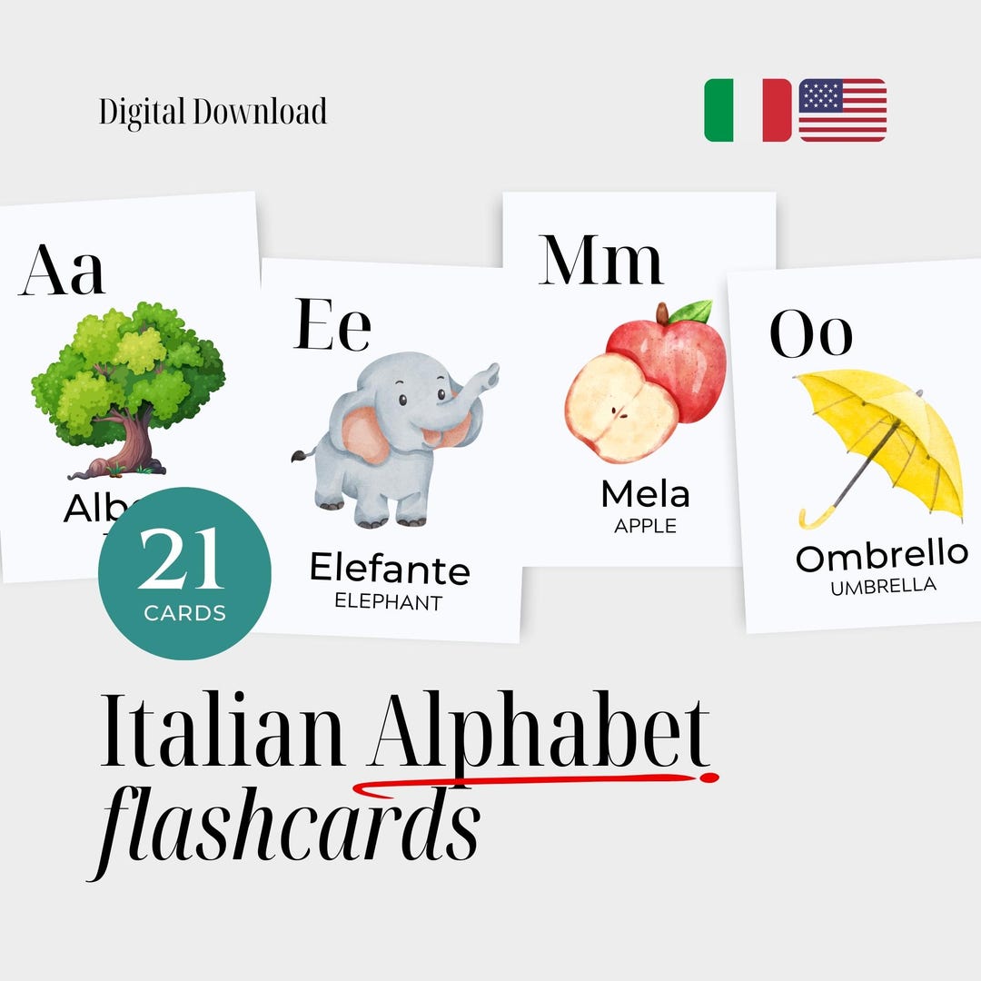 Italian Alphabet Flashcards With English Translations – Bilingual ...