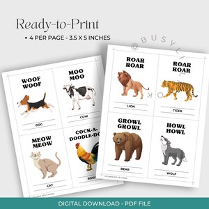 Animal Sounds Flashcards for Kids – 56 Printable Cards | Animal Flash ...